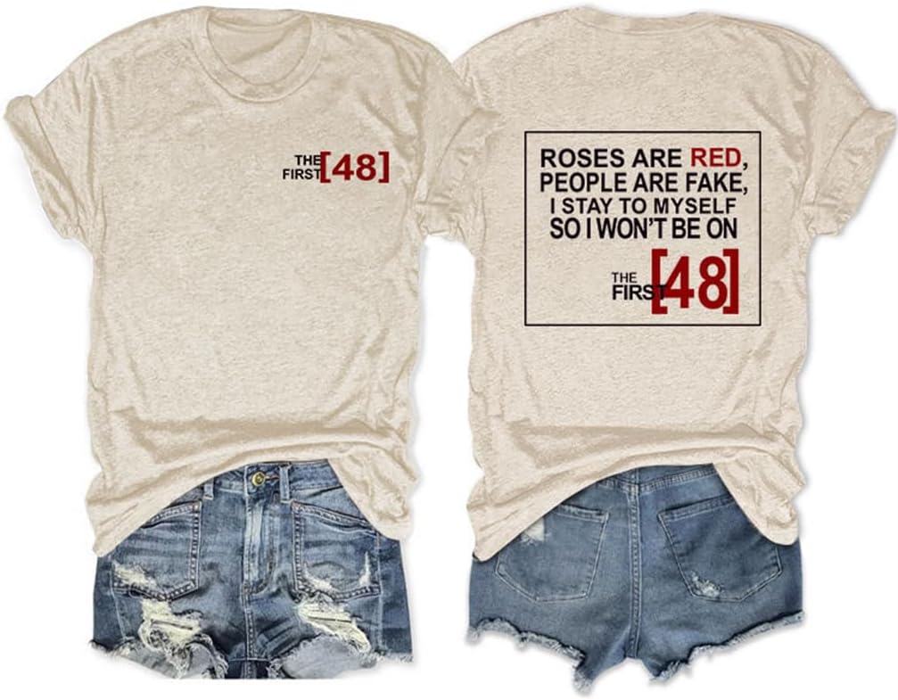 (1PC Printed Front and Back) Roses are Red People are Fake Shirts Women ...