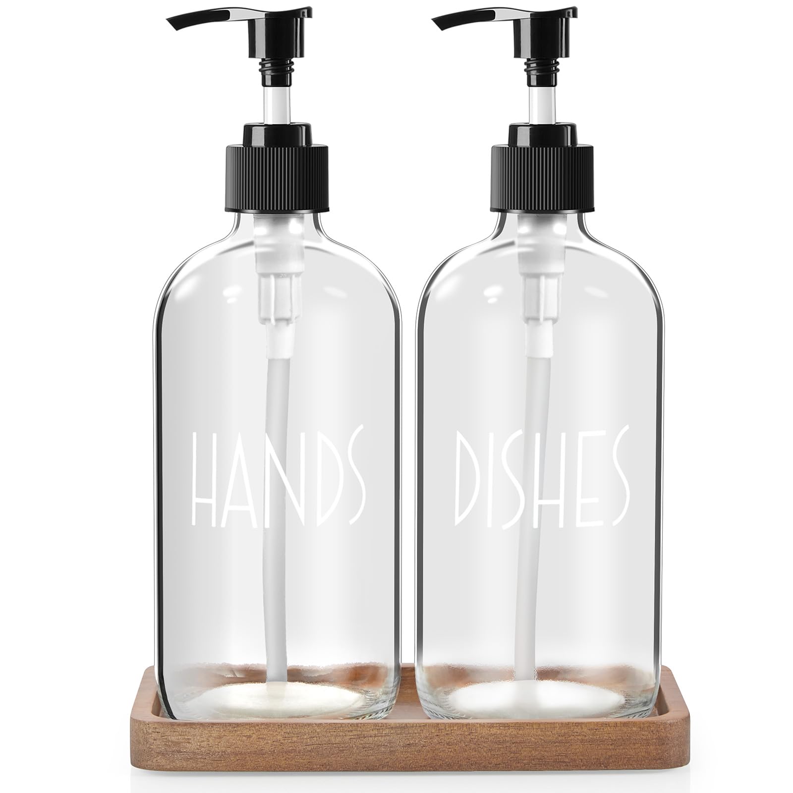Amazon.com: ALELION Glass Soap Dispenser with Pump - 16 OZ Clear Dish ...