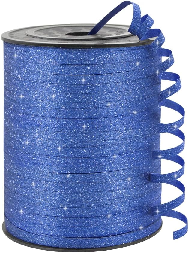 Amazon.com: 500 Yards Blue Ribbon ，Metallic Shiny Curling Ribbon use ...