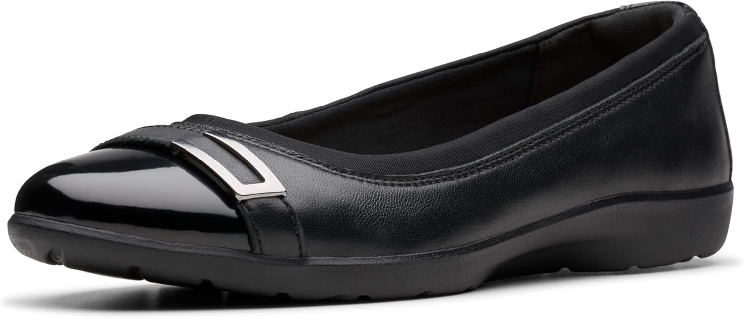 Amazon.com | Clarks Collection Women's Meadow Rose Ballet Flat, Black ...