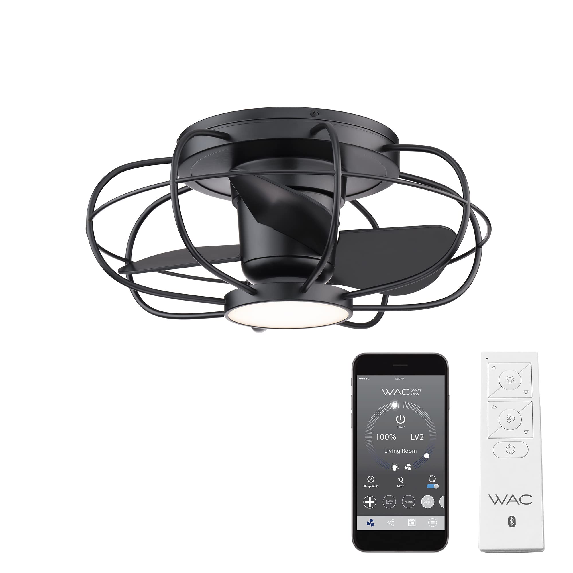 Amazon.com: WAC Smart Fans Aella Indoor and Outdoor 3-Blade Caged Flush ...