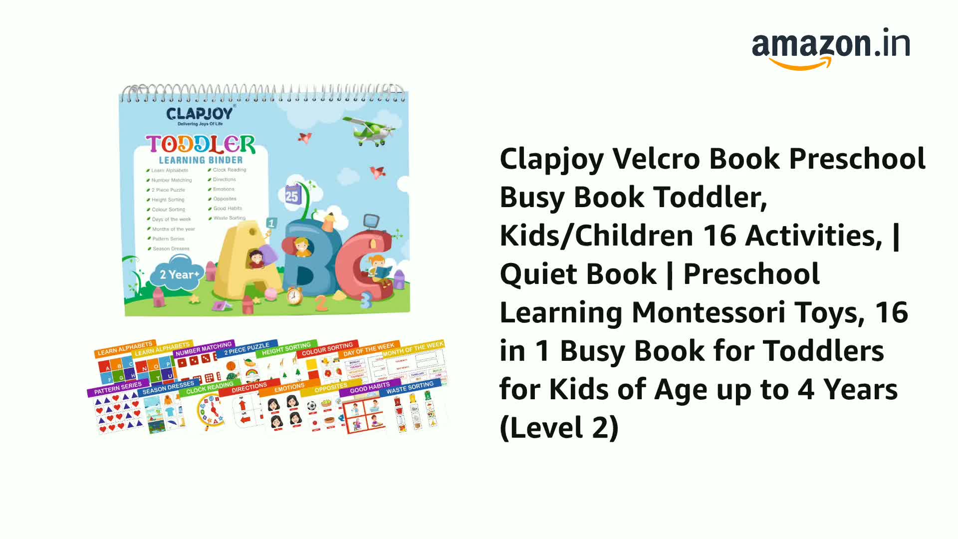 Watch Clapjoy Velcro Book Preschool Busy Book Toddler, Kids/Children 16 ...