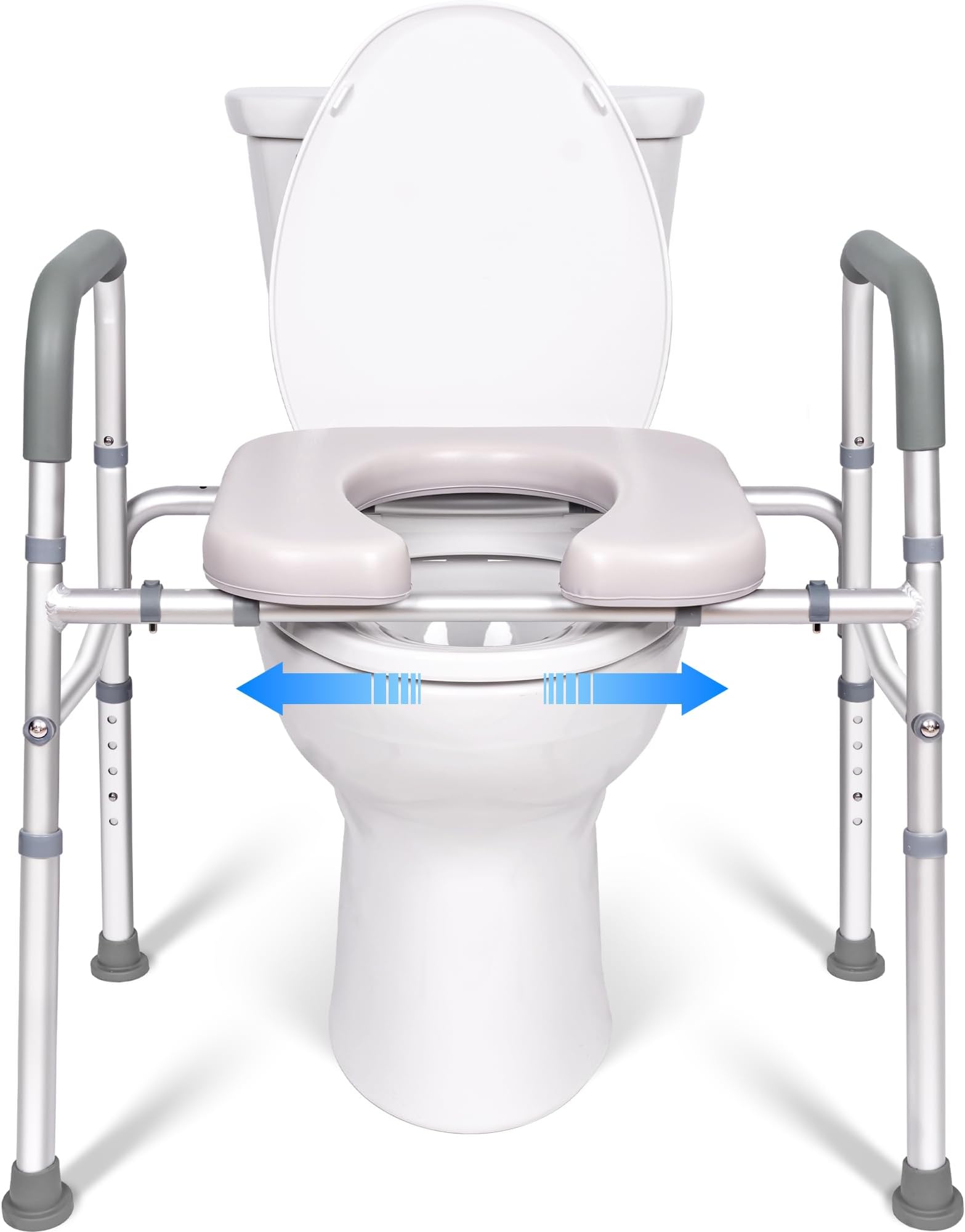 Amazon.com: Width Adjustable Raised Toilet Seat with Padded Handles ...
