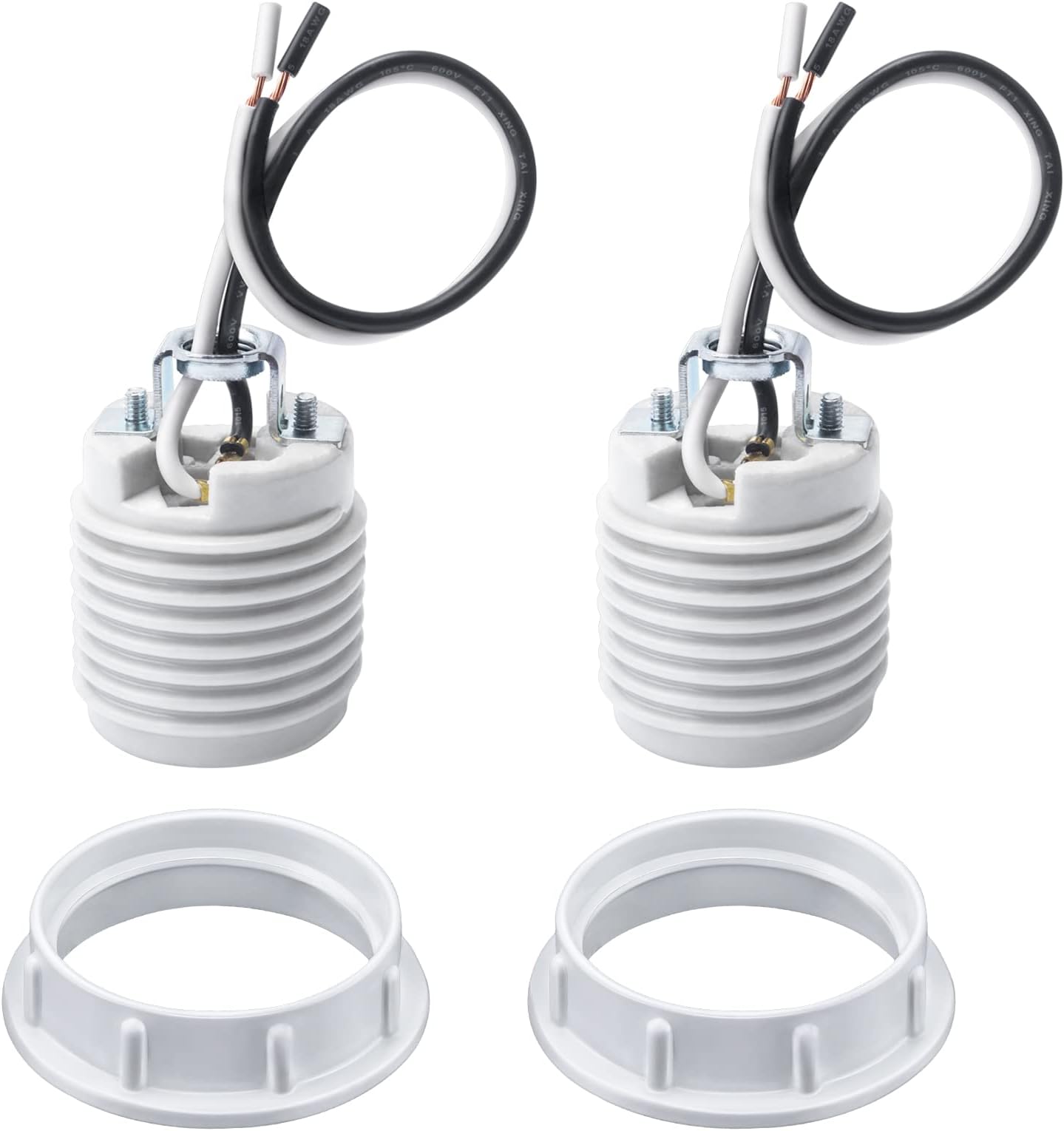 Zevnico 8 Pack E26 E27 Light Sockets, Black Medium Screw Base with ...