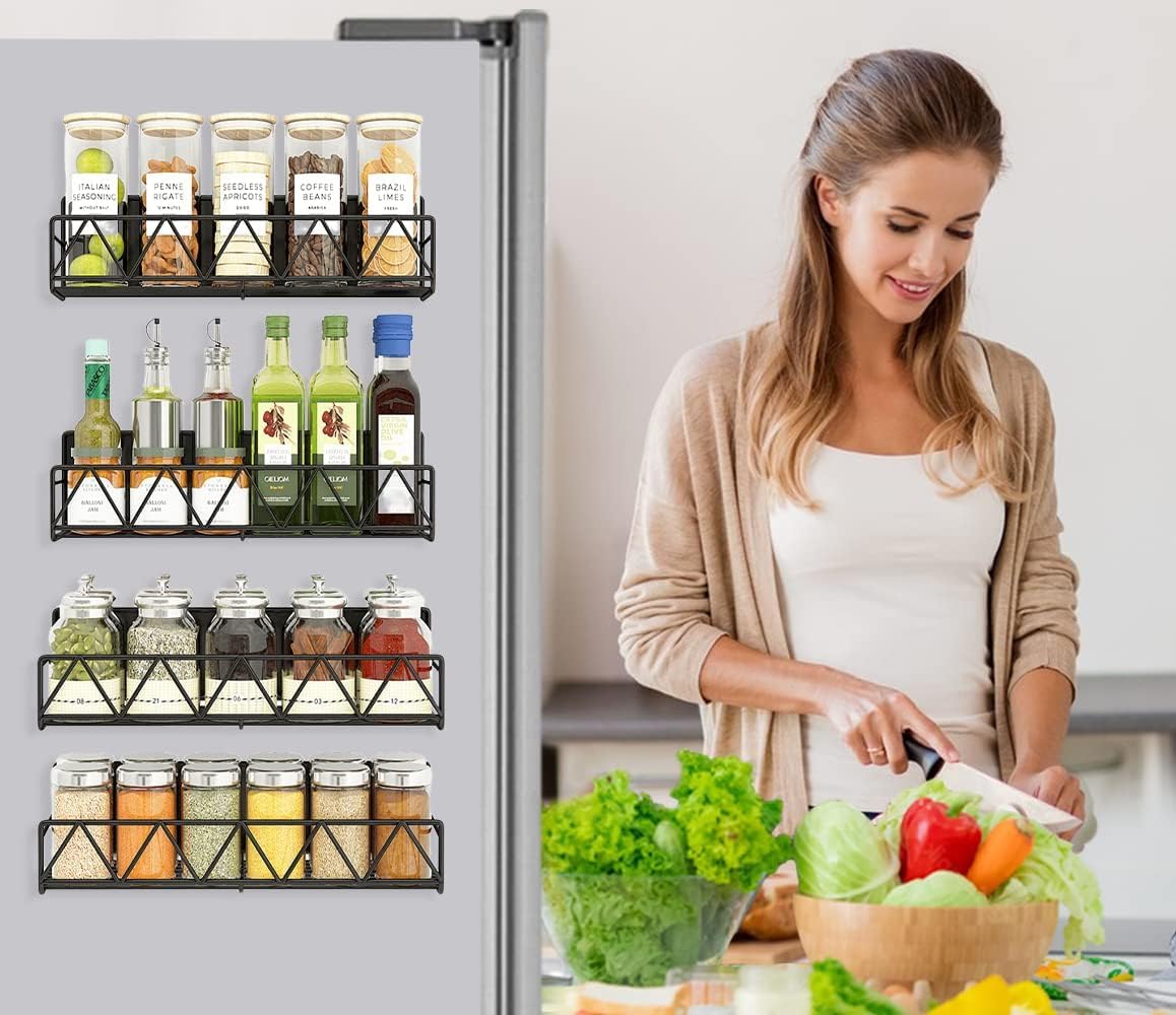 Dr.BeTree Magnetic Spice Rack,4 Pack Magnetic Spice Rack For ...