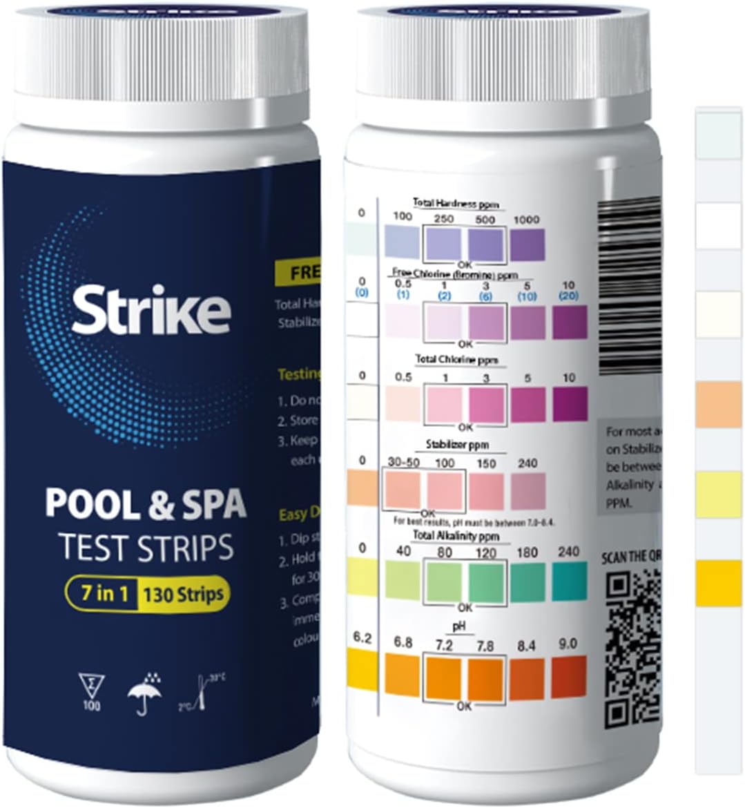 Byron Lifestyle Co 7-in-1 Pool and Spa Test Strips - 130 Strips for ...