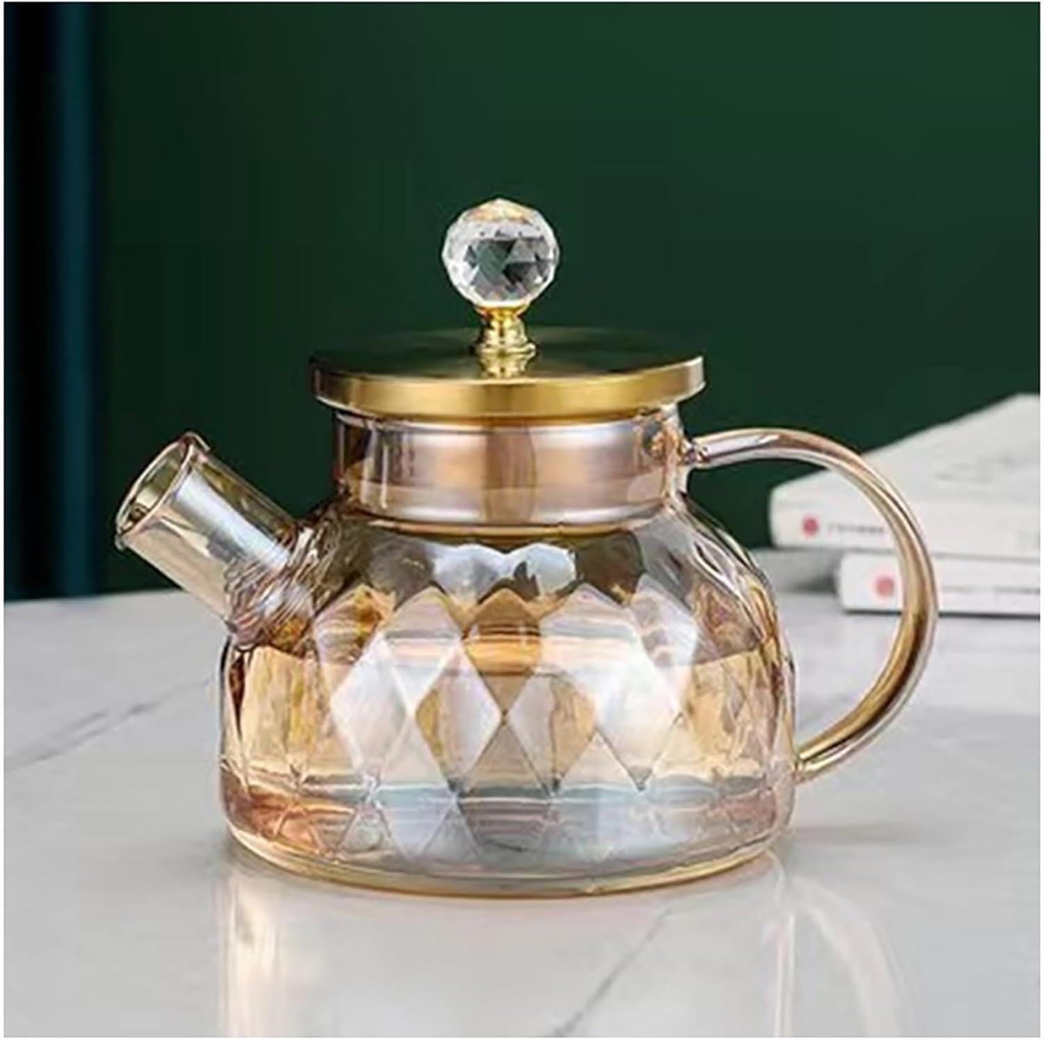 Glass Teapot Stovetop & Microwave Safe, Glass Teapots with Bamboo Lid ...