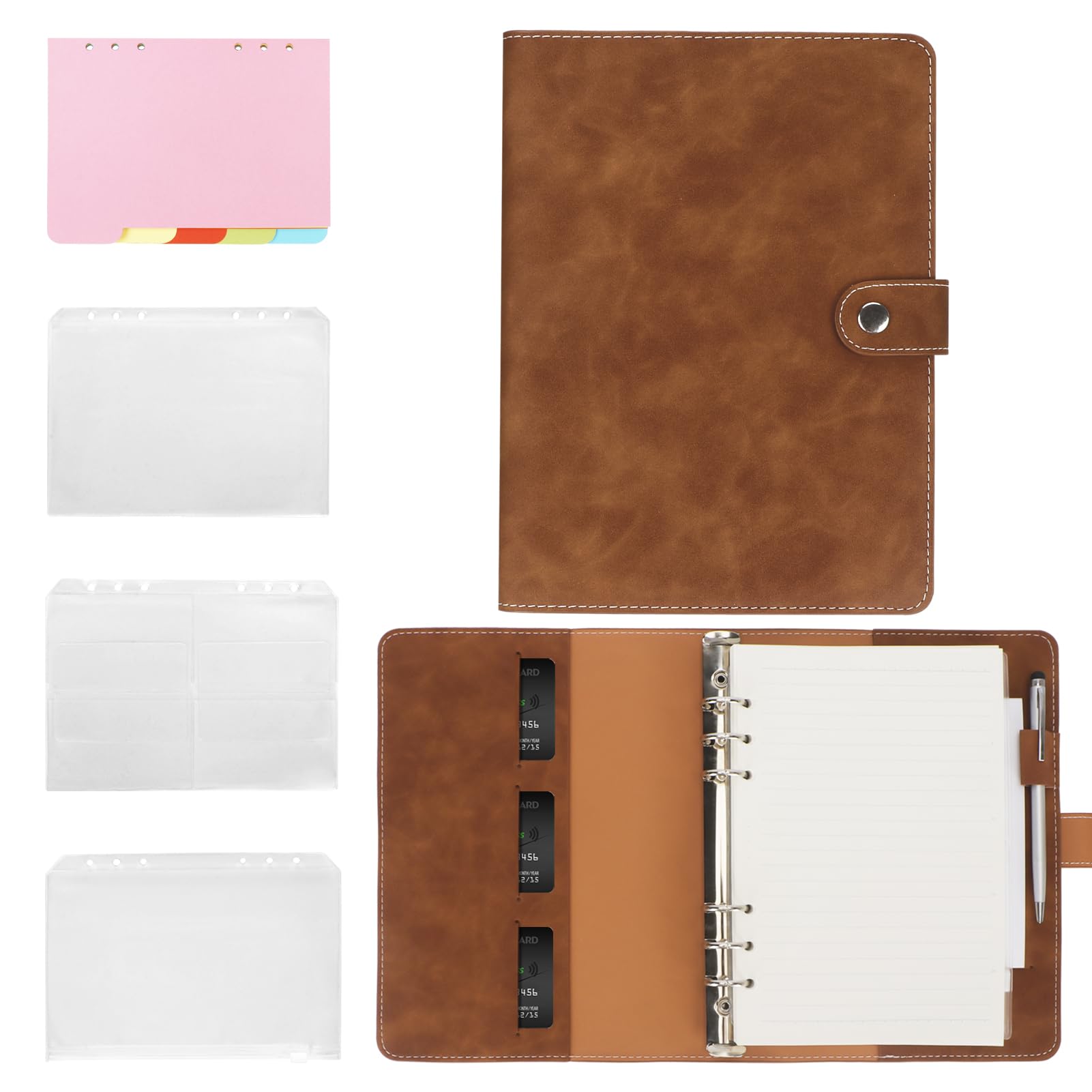 Amazon.com : Zentiky Leather A5 Notebook Binder - PU Leather A5 Binder ...