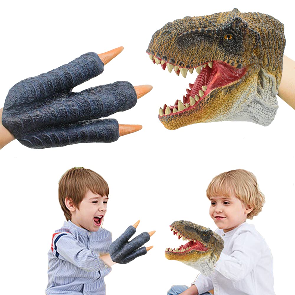 Buy HOYUFEI T-Rex Dinosaur Hand-Puppet-Toys Animal-Puppets - (Brown T ...