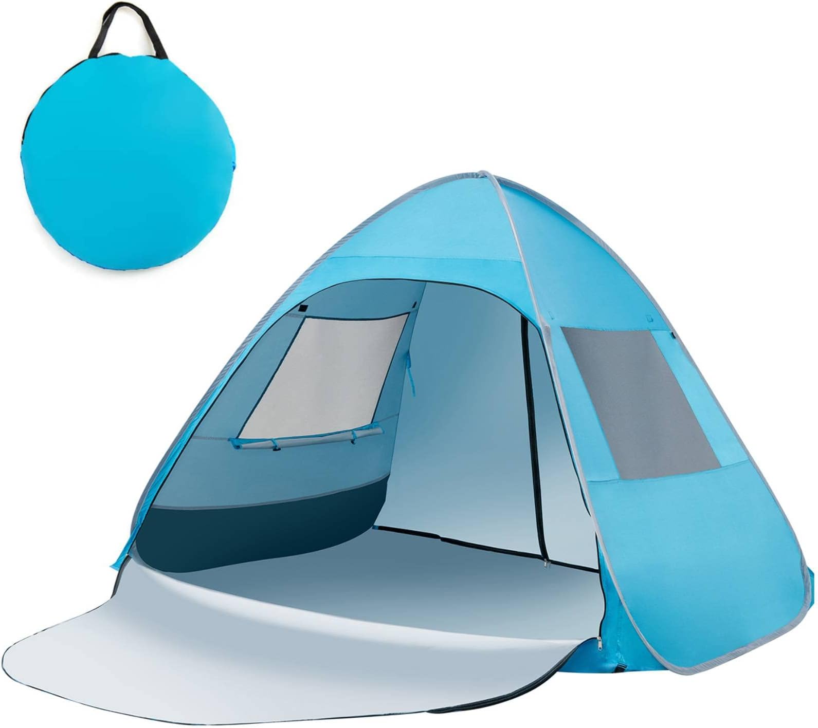 COSTWAY Pop Up Beach Tent for 3-4 Person, UPF50+ Waterproof Sun Shade ...