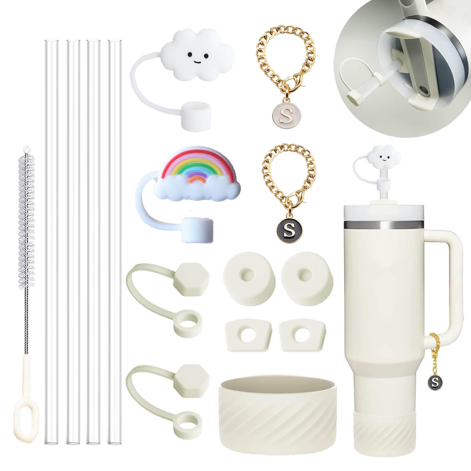 16PCS Stanley Cup Accessories Set Includes Silicone Spill Proof Stopper ...