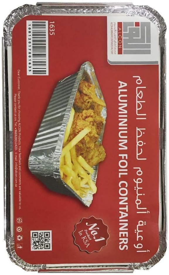 Alcon Aluminium Foil Container 1.238 ML With Lid (Pack of 6 Pcs) : Buy ...