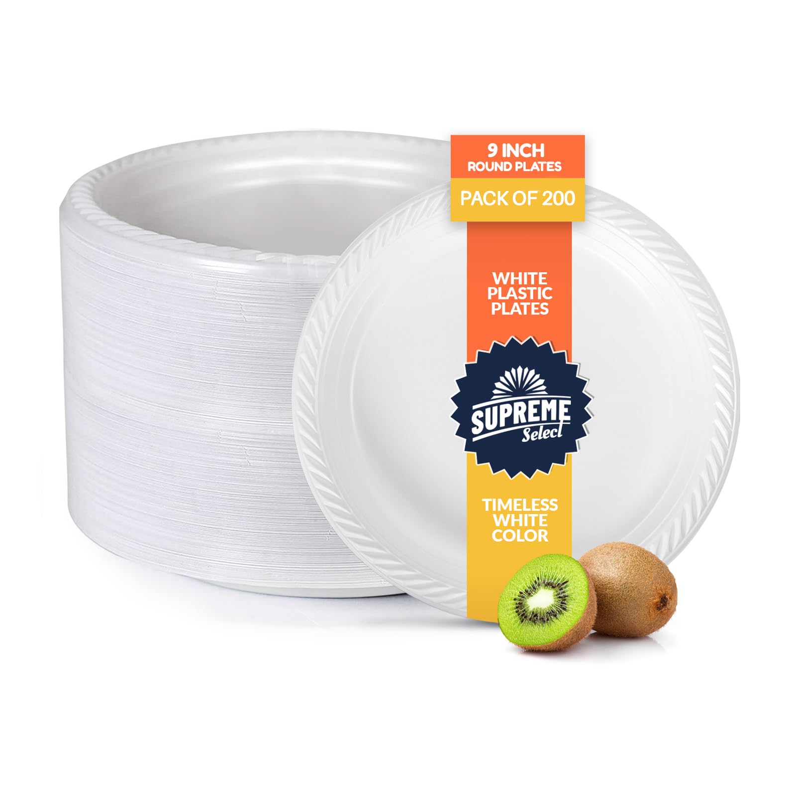 Amazon.com: Supreme Select White Disposable Plastic Plates [Set of 200 ...