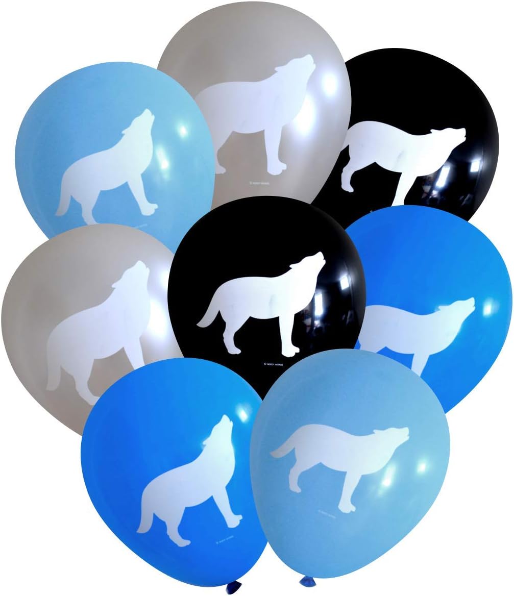 Amazon.com: Nerdy Words Wolf Latex Balloons (16 pcs) (Blues, Silver ...