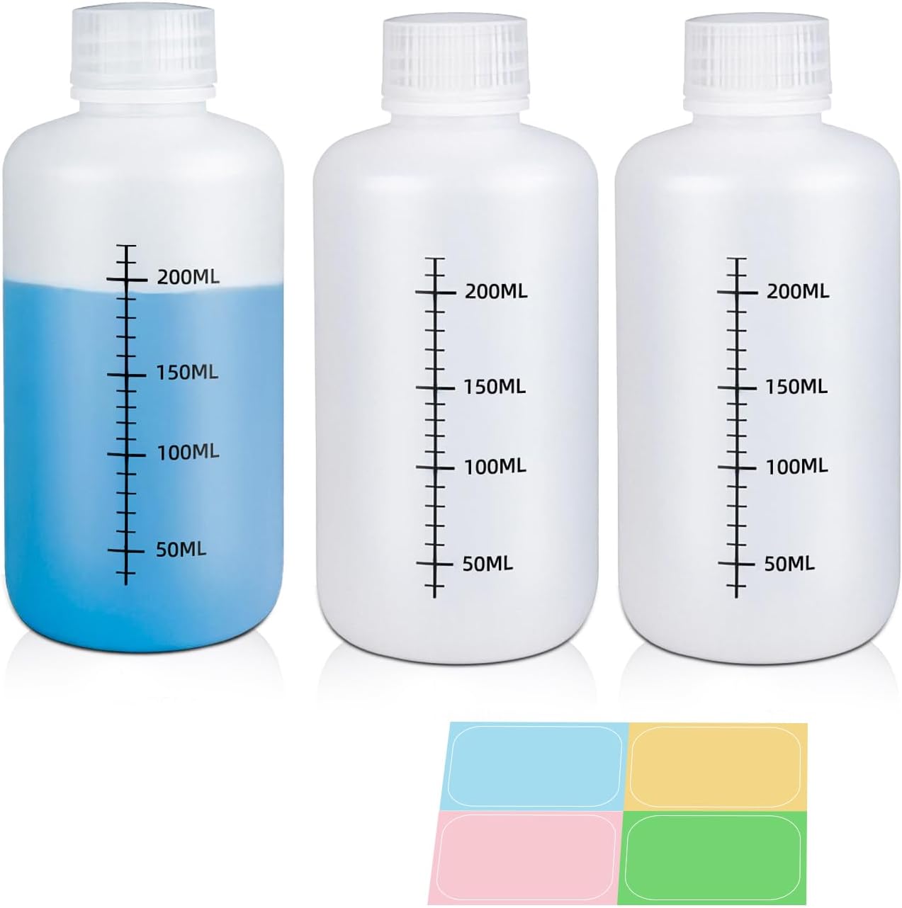 ASEVAT 8.5oz 3Pack Narrow Mouth Plastic Bottles Reagent Bottle, Scaled ...