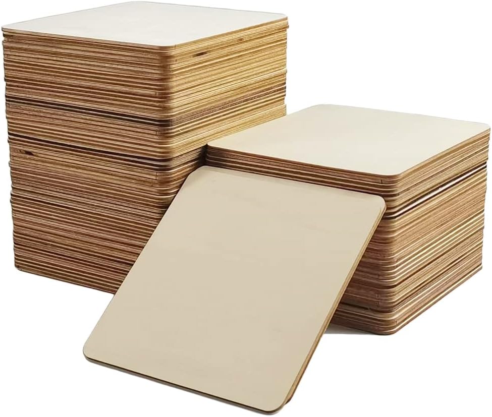 Amazon.com: 50 Pieces 6x6 Inch Wood Squares Unfinished Basswood Plywood ...