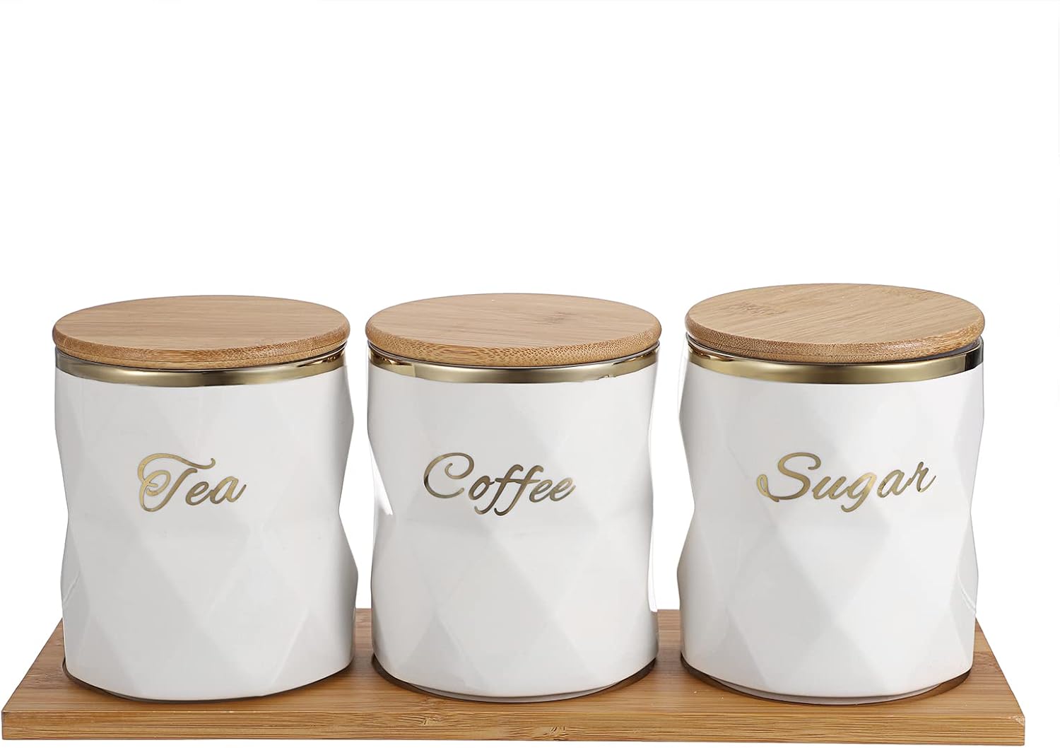 Amazon.com: JUXYES Set of 3 Ceramic Canisters Set for Sugar Coffee Tea ...