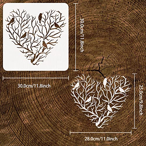 FINGERINSPIRE Heart Tree Stencil 30x30cm Reusable Heart Shape Life Tree ...