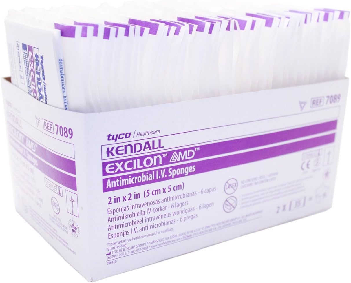 Excilon AMD Antimicrobial Sterile Gauze Split IV Sponges - 6 ply 2 x 2 ...