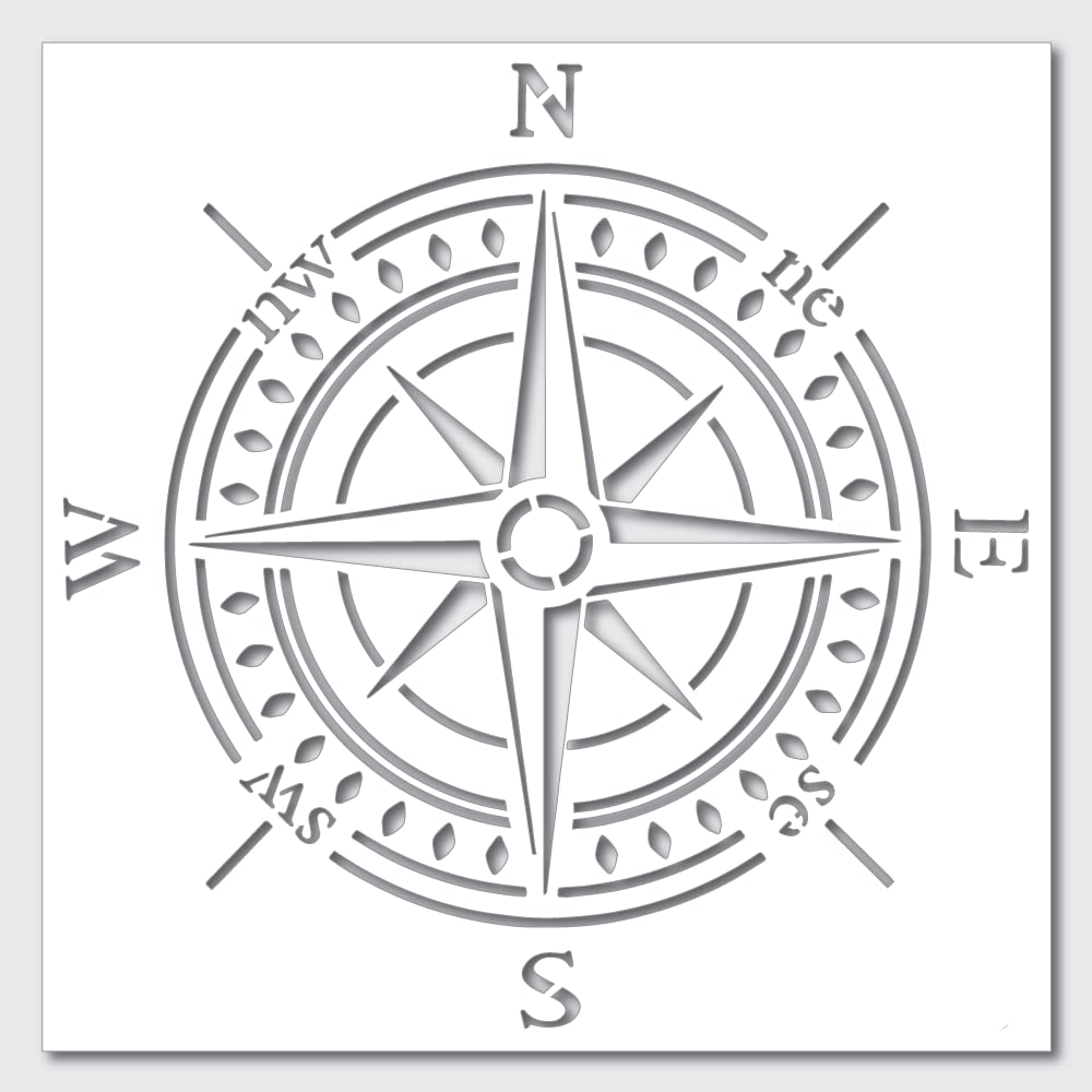 Amazon.com : Large Compass Rose Stencil - Vintage Compass Best Vinyl ...