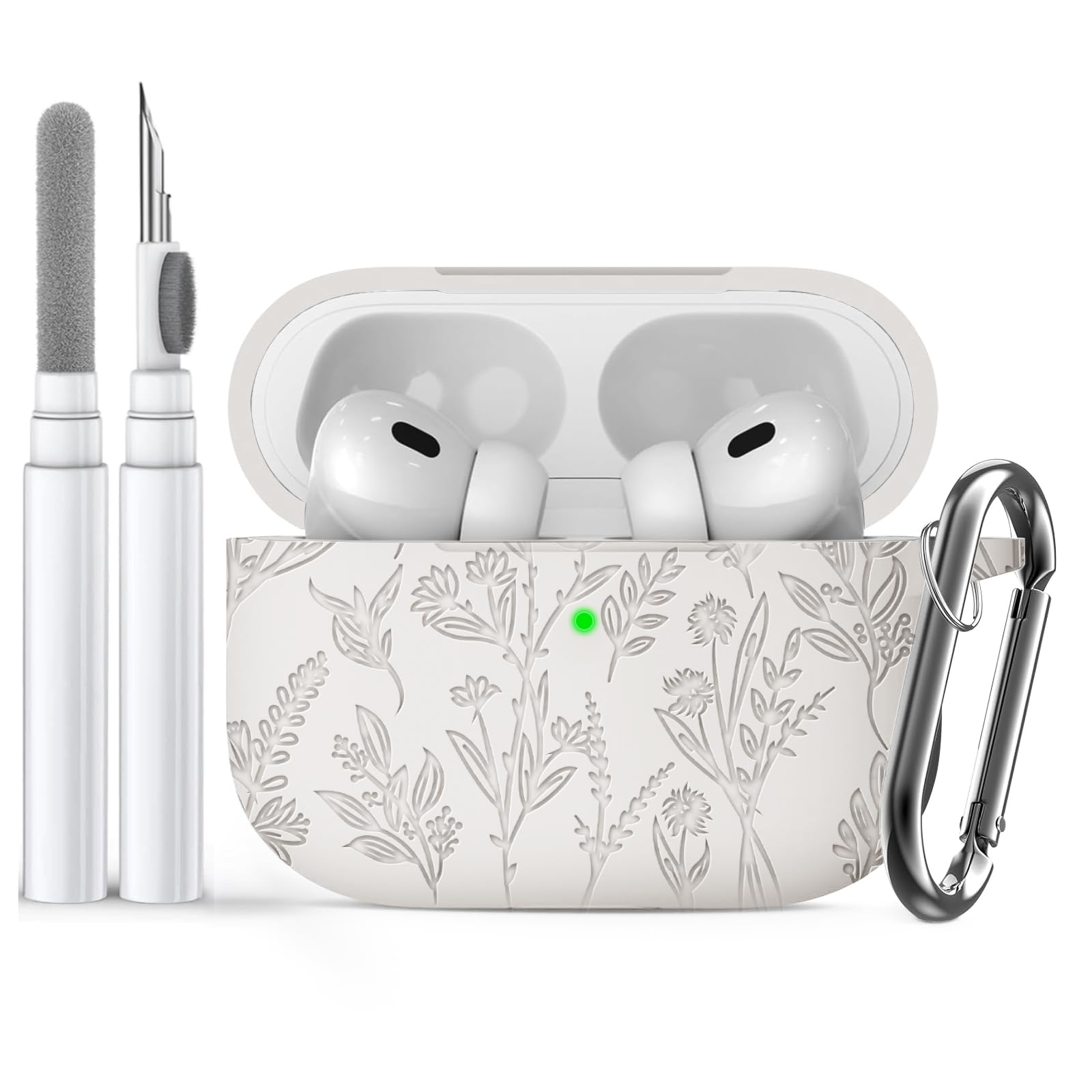 Amazon.com: Flower Engraved Case for Apple AirPods Pro 2 Gen with Clean ...