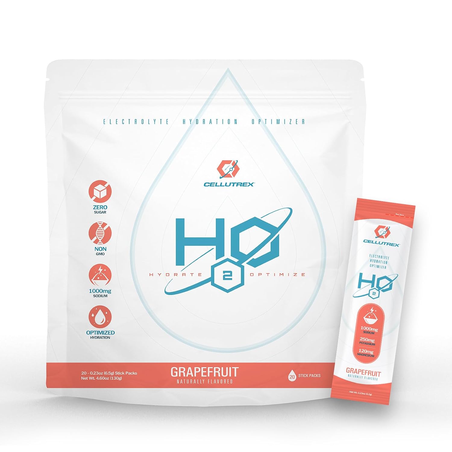 Cellutrex H2O – Paquetes de hidratación de pomelo sin azúcar, mezcla de ...