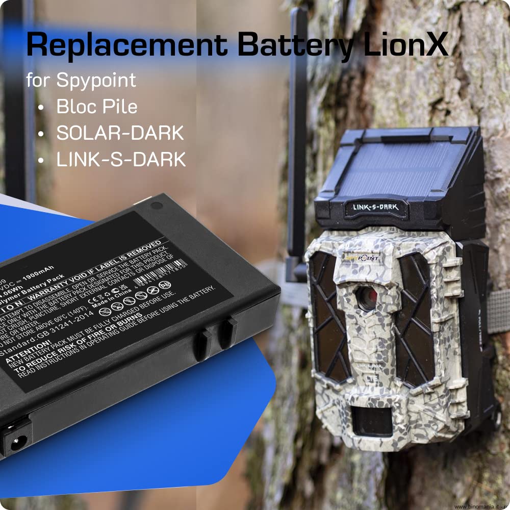 Spypoint LIT-09 Replacement Battery 1900mAh 7.4V Replacement Battery ...