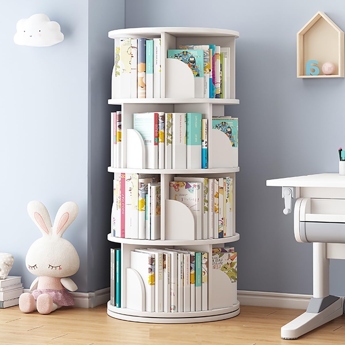 Amazon.com: Rotating Bookshelf Tower, 4/5 Tier Circular Bookshelf for ...