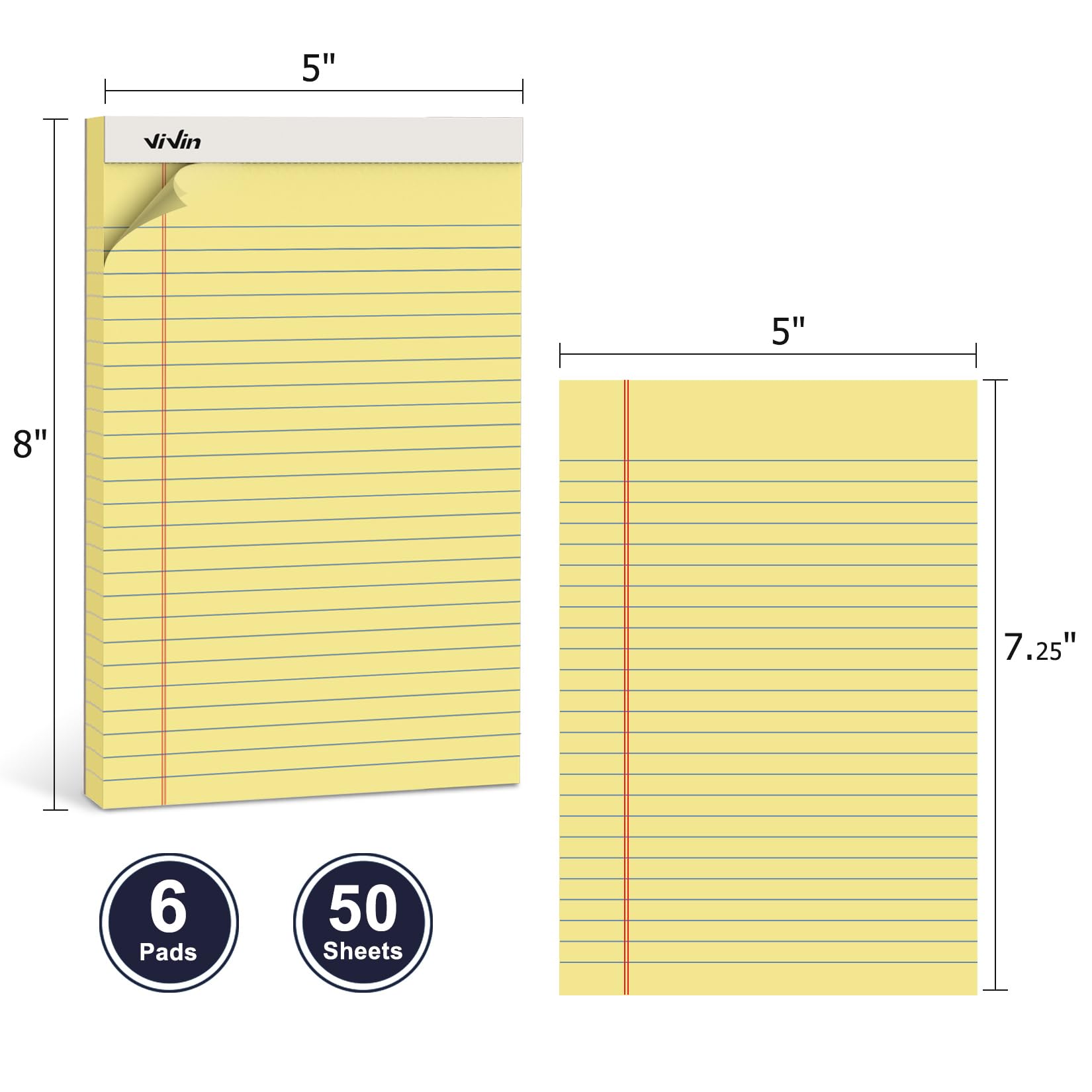 Snapklik.com : 5 X 8 Inch Legal Pads, 6 Pack, Narrow Ruled, 50 Sheets ...