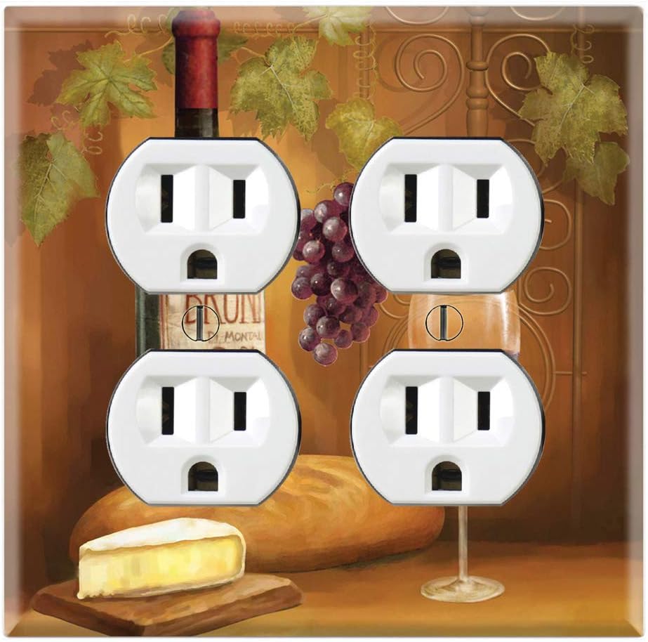 Graphics Wallplates - Wine Portrait - Quadplex Outlet Wall Plate Cover ...