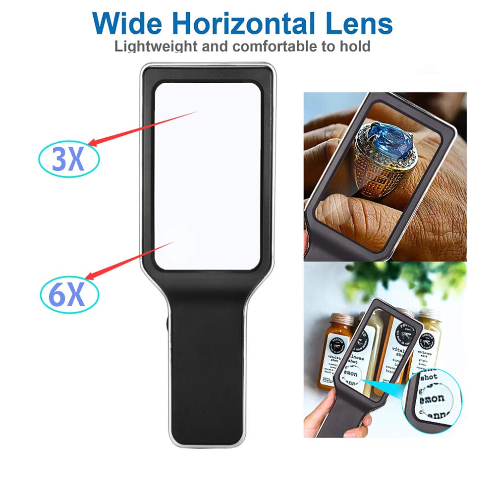 Buy E-More LED Light Magnifier Handheld Magnifying Glass, LED Lighted ...