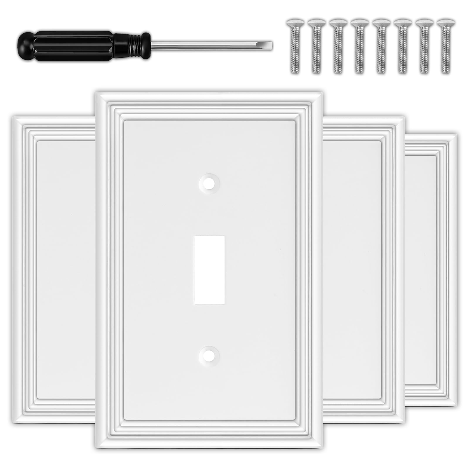 White Decorative Single Toggle Light Switch Covers Wall Plate, Natural ...