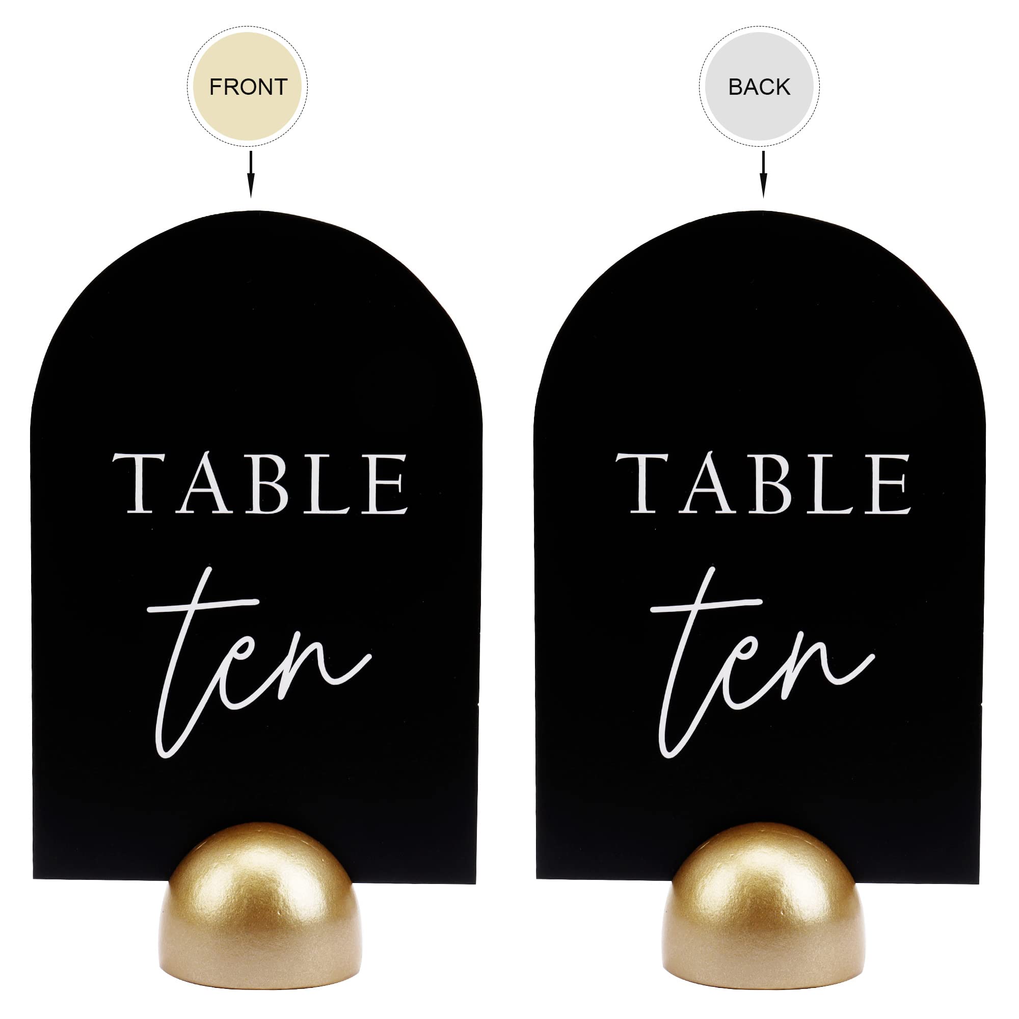 Hanna Roberts Modern Cursive Table Number Black Card Stock Half Circle ...
