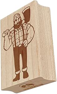 Amazon.com: Lumberjack Man with Axe Rectangle Rubber Stamp for Stamping ...