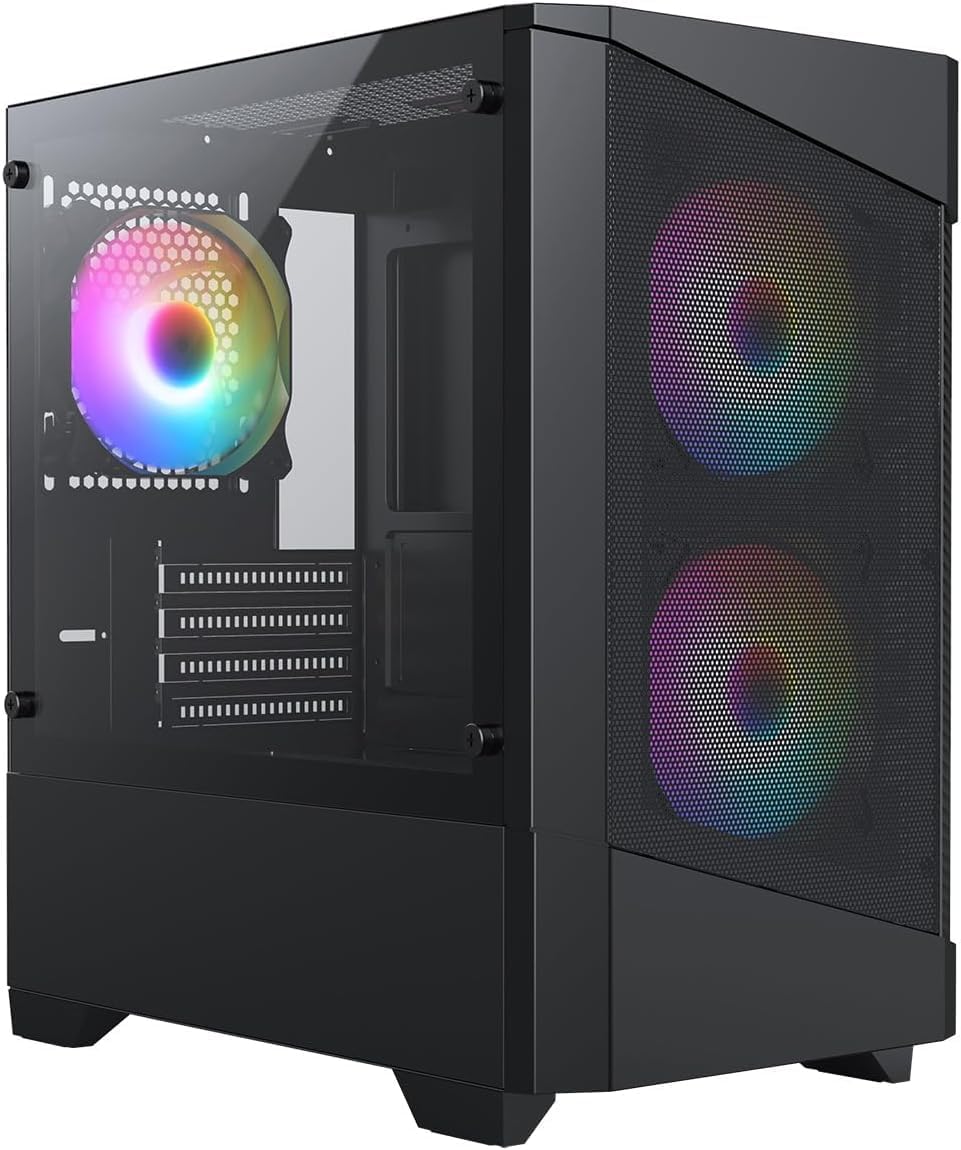 iONZ PC Case mATX Mid Tower with 3 ARGB PWM Fans, High Airflow - KZ19 ...