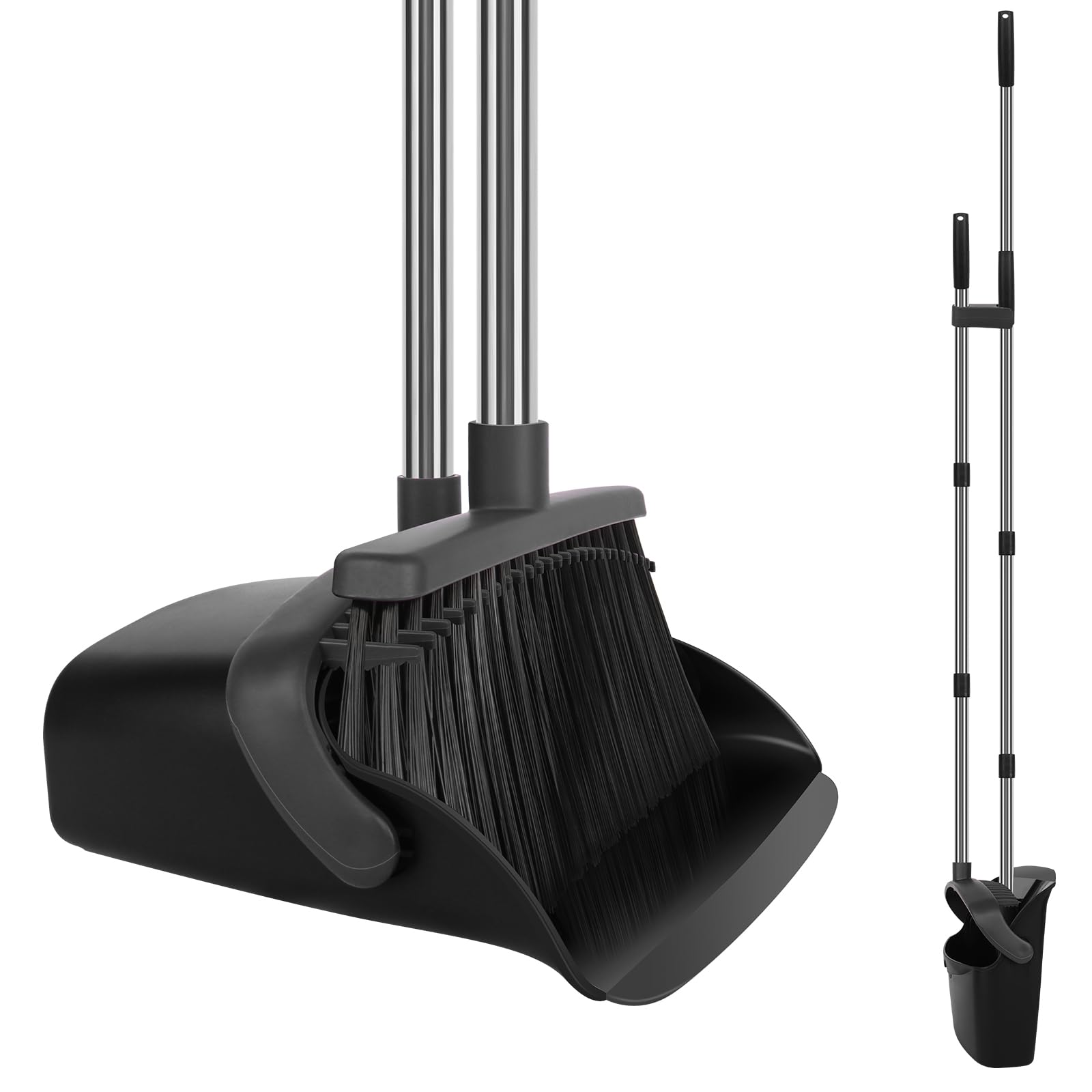 Snapklik.com : Upgraded Black Broom And Dustpan Set, Large Broom