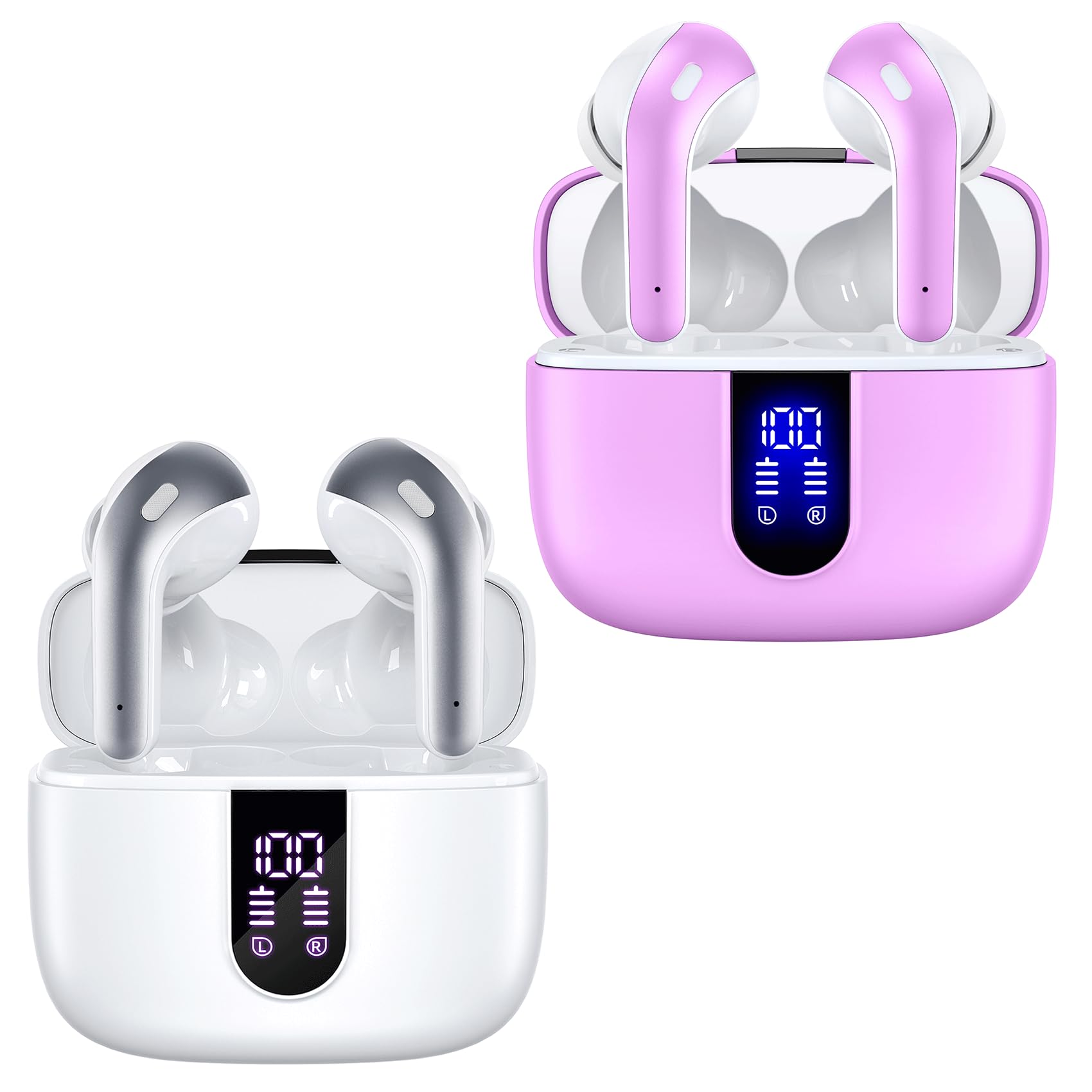 Amazon.com: TAGRY 2 Sets X08 White and Sunset Pink Bluetooth Headphones ...