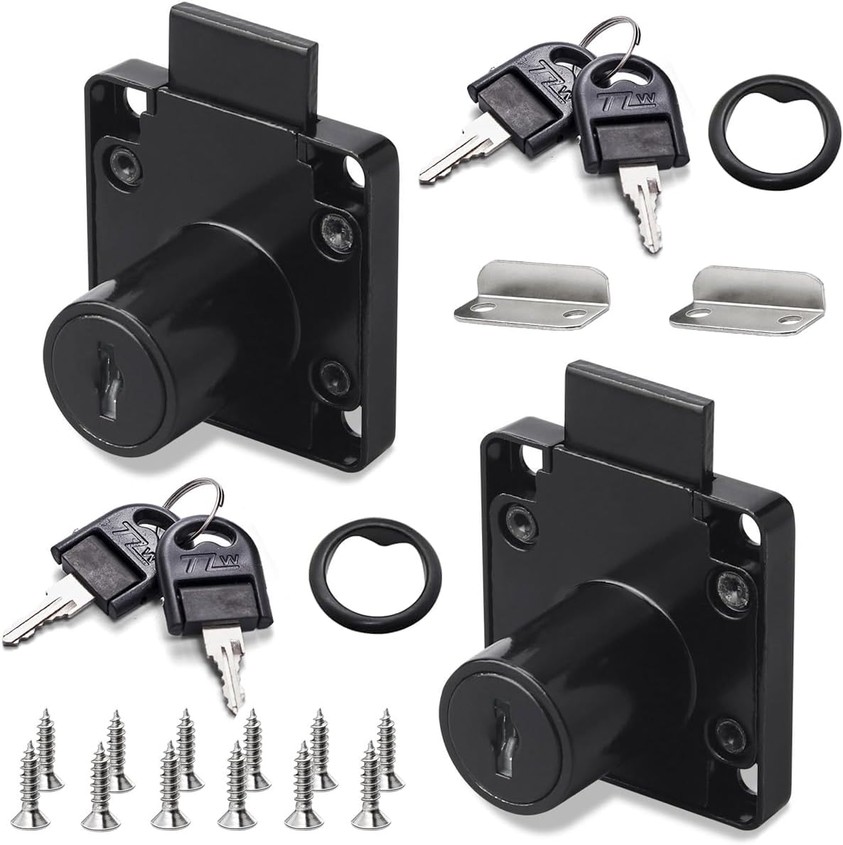 2 Pack Security Drawer Cam Locks Zinc Alloy Cupboard Locks Furniture ...