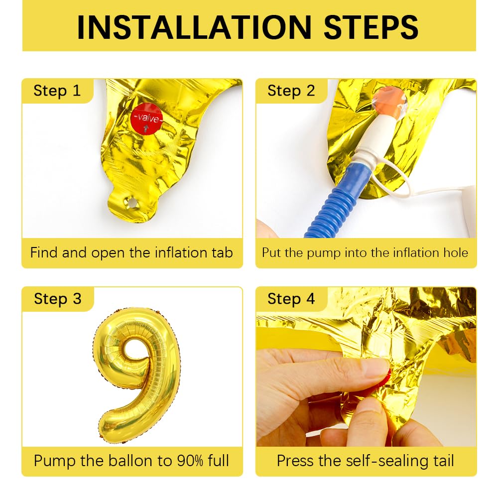 Snapklik.com : Gold Number Balloons 9 40 Inch 9 Helium Number Balloons ...