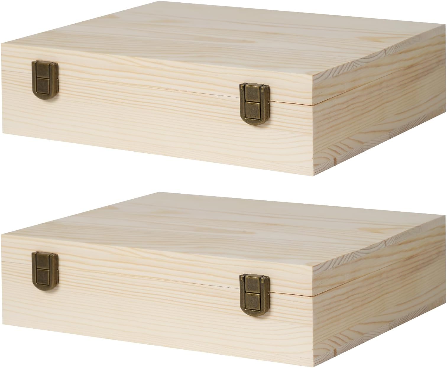 Amazon.com: Oojami 2 Pack DIY Unfinished Wood Storage Box with Handle ...