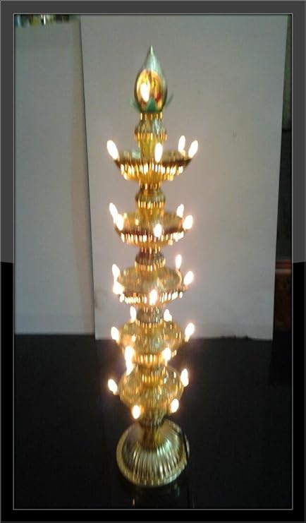 Buy 5 Layer - Electric Gold Diya/Deepak Rice Light Bulb Lamp for Pooja ...