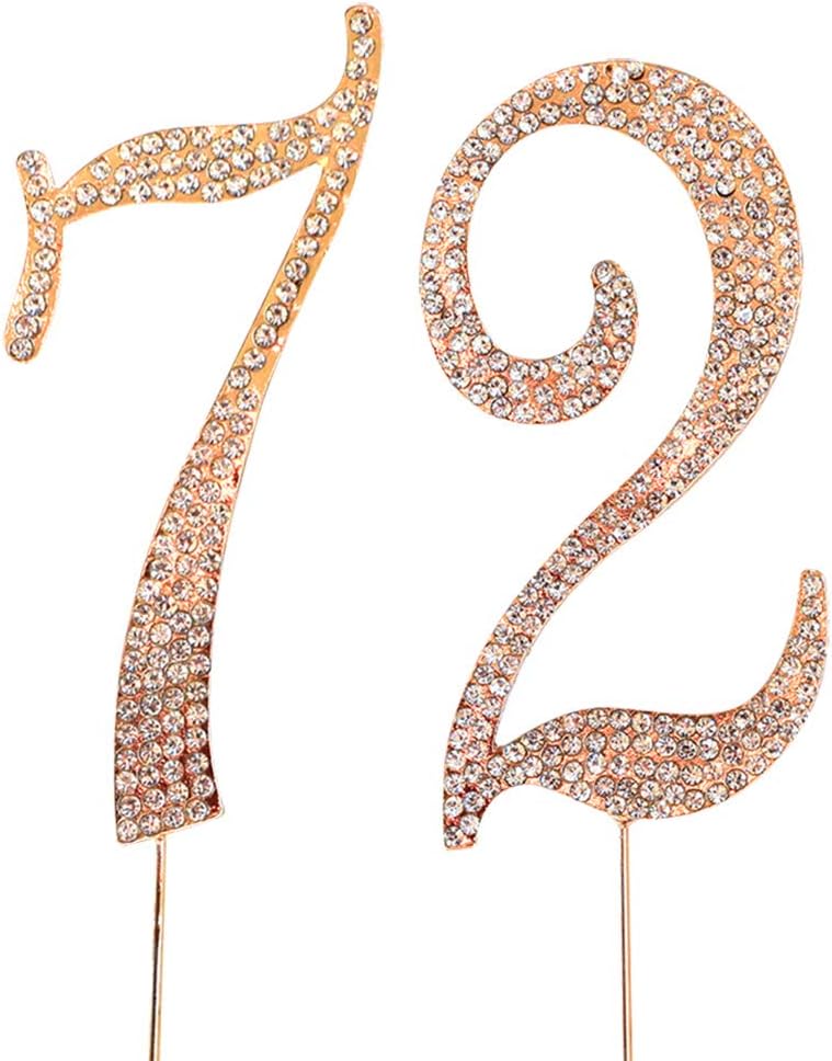 Amazon.com: MAGJUCHE Gold 72" Crystal Cake Topper, Number 72 ...