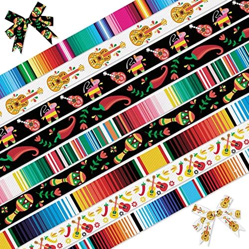 Amazon.com: ALIBBON 9 Rolls 27 Yards 3/8" Cinco de Mayo Ribbon Fiesta ...