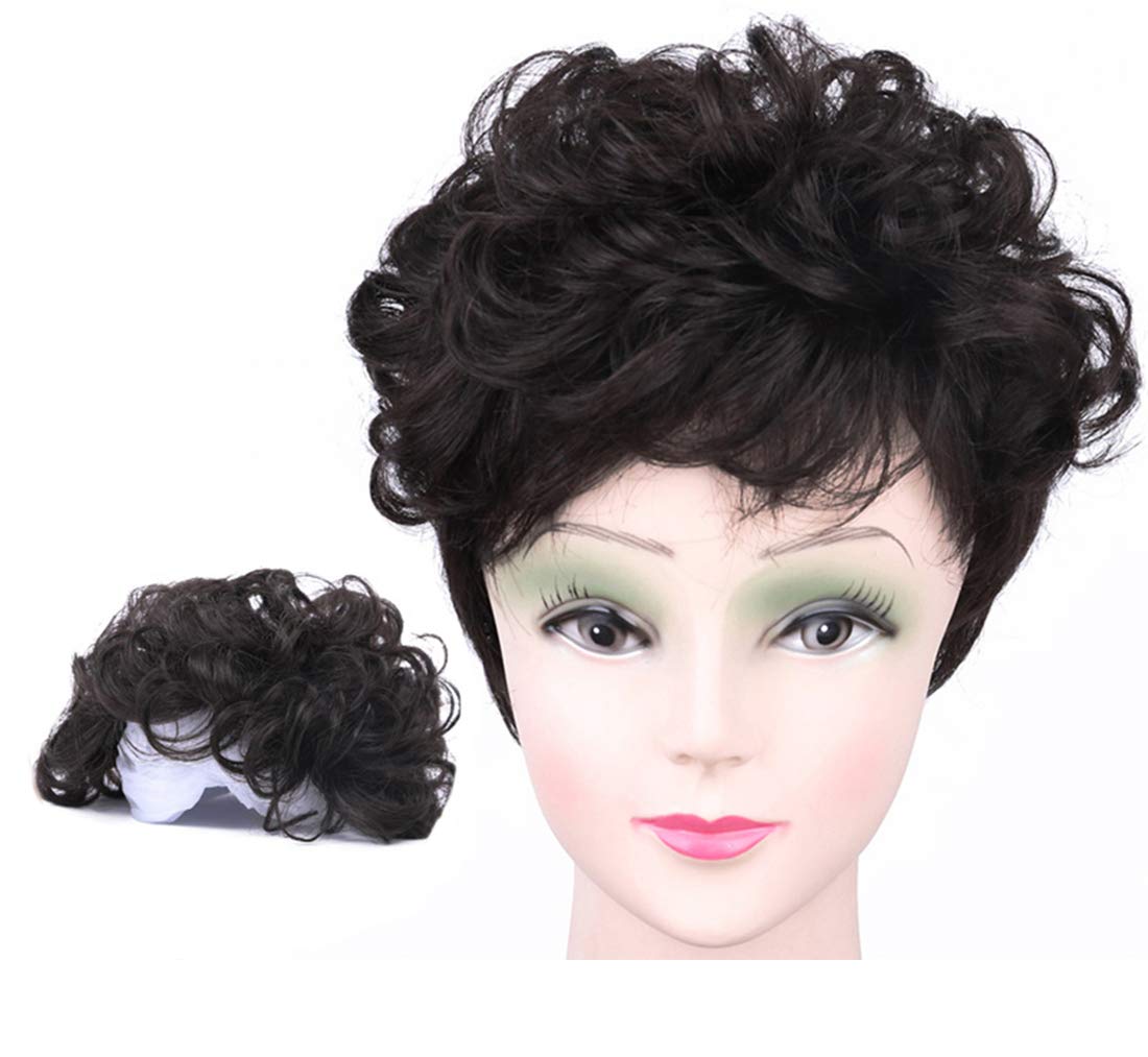 Amazon.com : Susanki 6 inches Short Wavy Curl Human Hair Wiglet Toppers ...