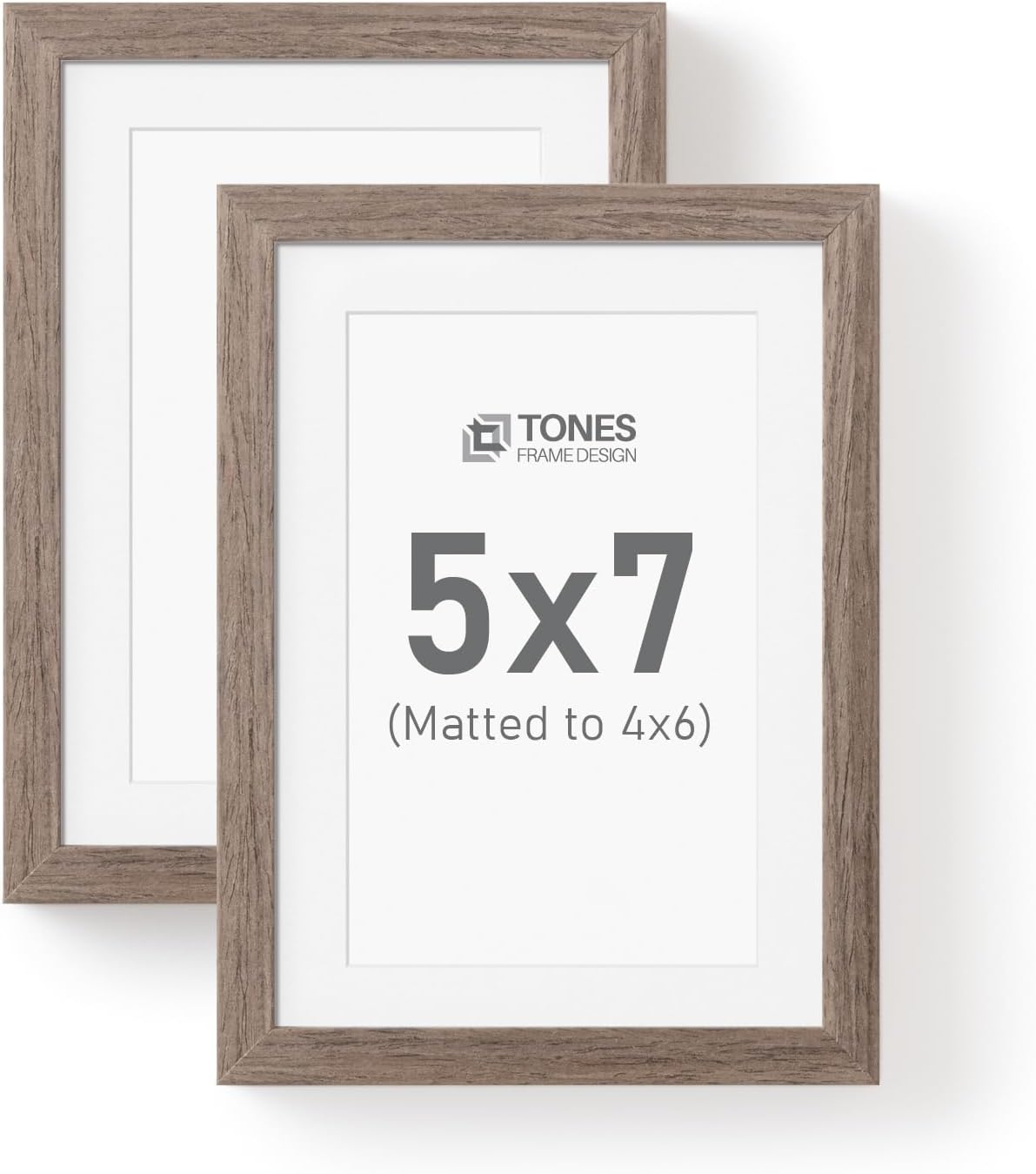 TONES FRAME DESIGN 5x7 Picture Frame with 4x6 Mat Set of 2, Solid Wood ...