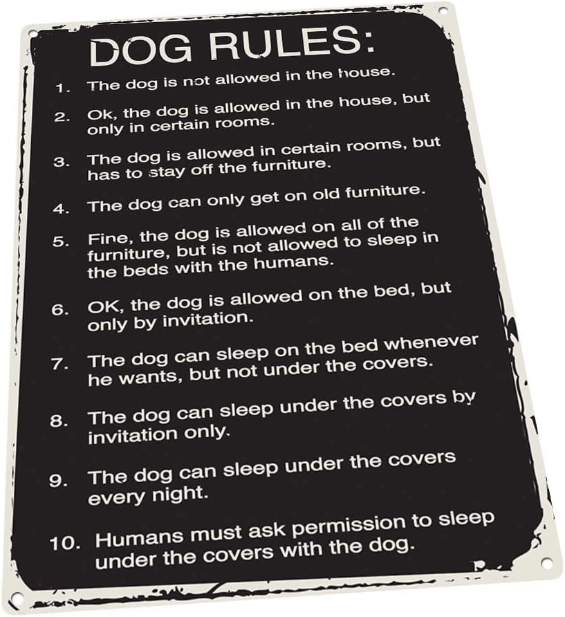 Amazon.com: Dog Rules Metal Sign, Humorous Casual Den, Bar, Gameroom ...