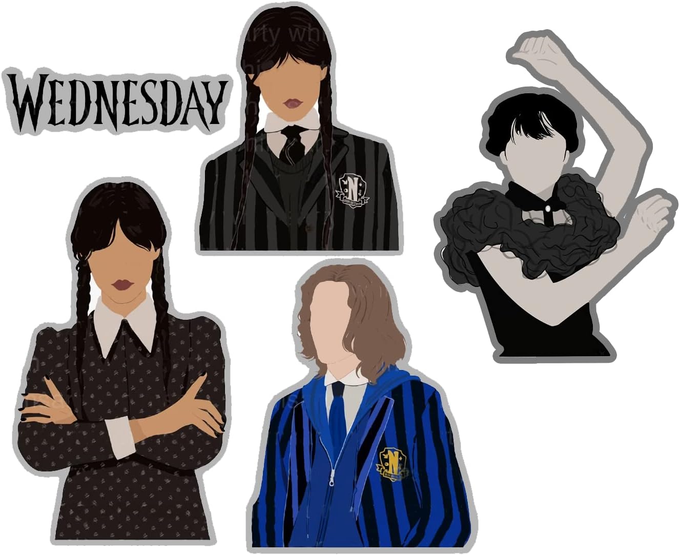 Amazon.com: Wednesday Addams Stickers Set of 5 for Water Bottles, Laptops, Wednesday Addams Girl ...