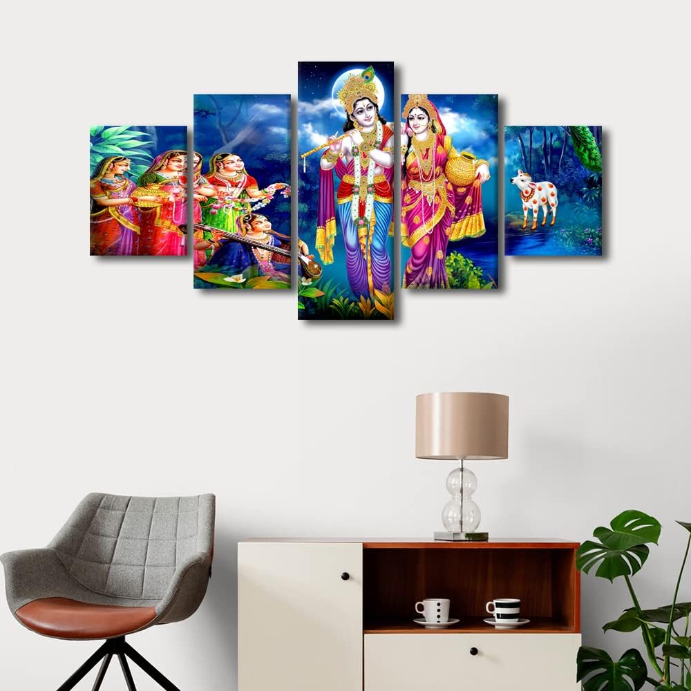 Amazon.com: 5 Pieces Radha Krishna Wall Art for Bedroom Hinduism God ...