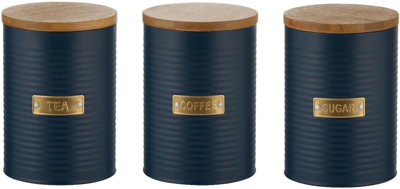 Tower T826091MNB Empire Kitchen Storage Canisters, Tea, Coffee, Sugar ...