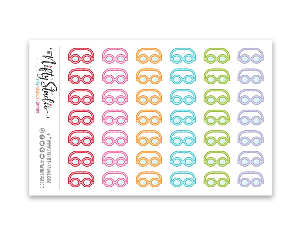 Amazon.com: Swim Goggles Stickers | Planner Stickers | 1 sheet of 42 ...